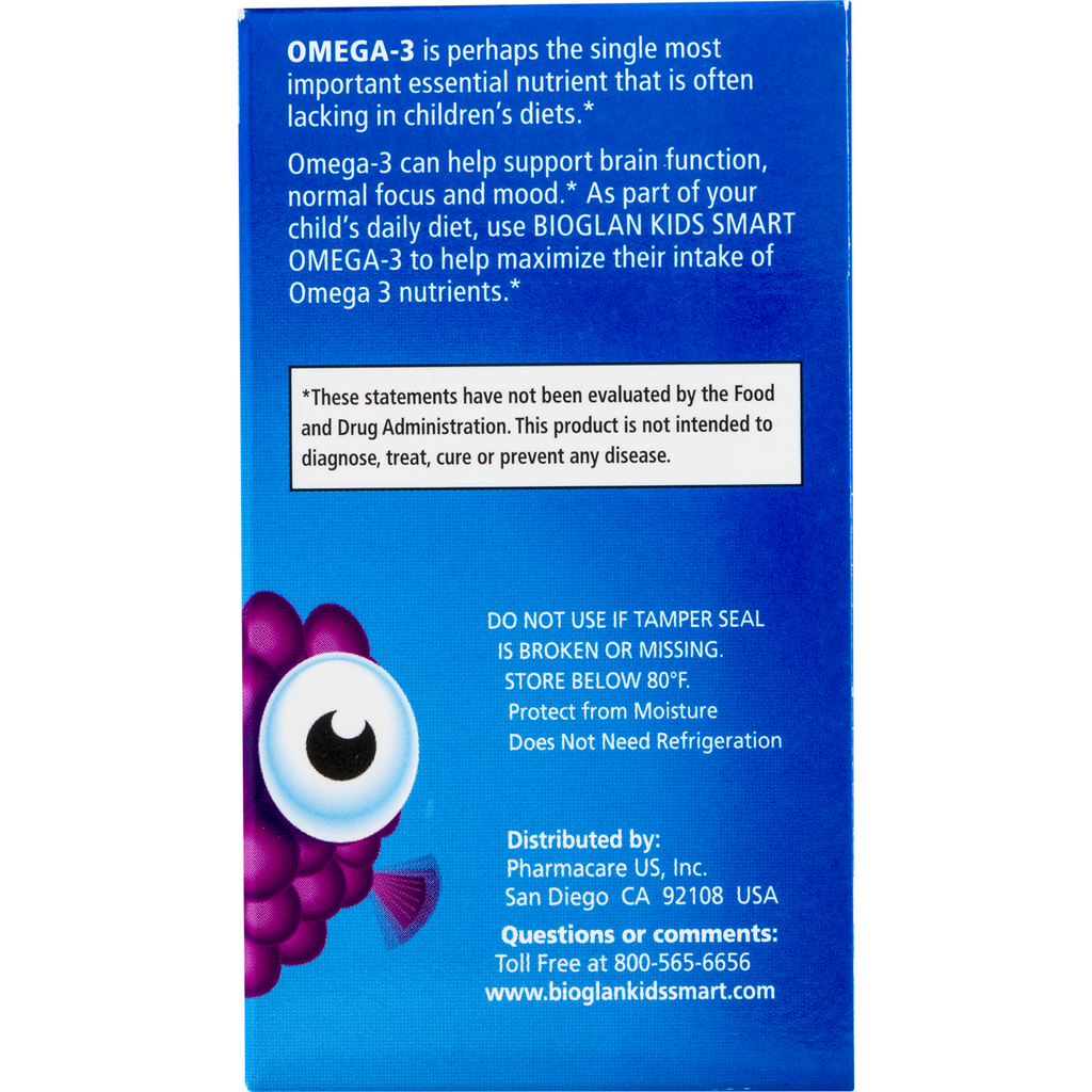 Bioglan Kids Smart Hi DHA Omega-3 Fish Oil 30 Chewable Busrtlets and B ...