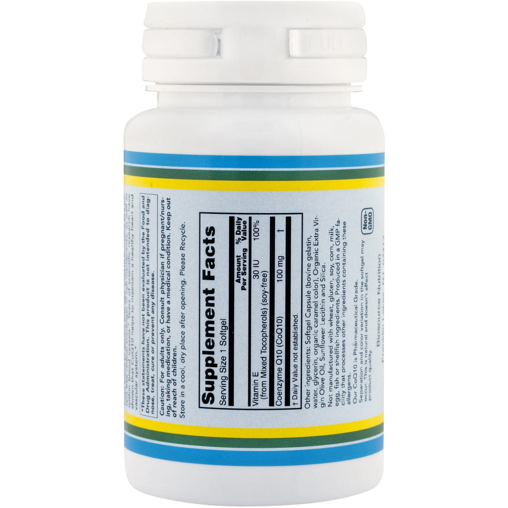 Biosource Nutrition COQ-10 100 mg 50 Softgels and Pocket Pill Pack