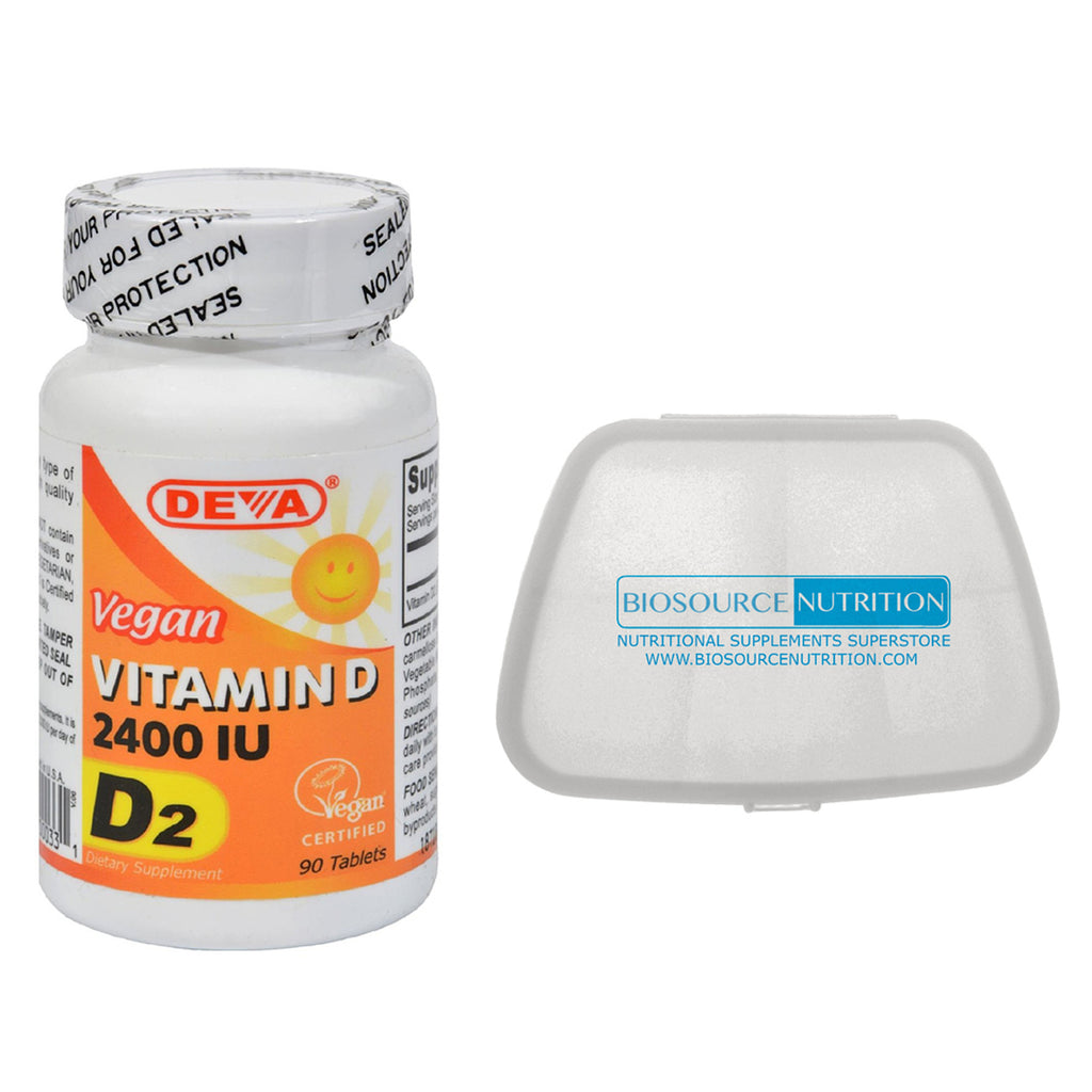 Deva Vegan Vitamin D 2400 IU 90 Tablets and Biosource Nutrition Pill P