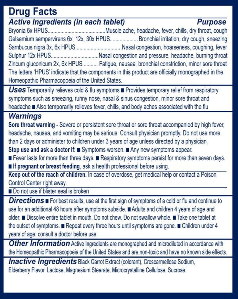 Sambucol Black Elderberry Cold and Flu Relief 30 Quick Dissolve Tablet ...