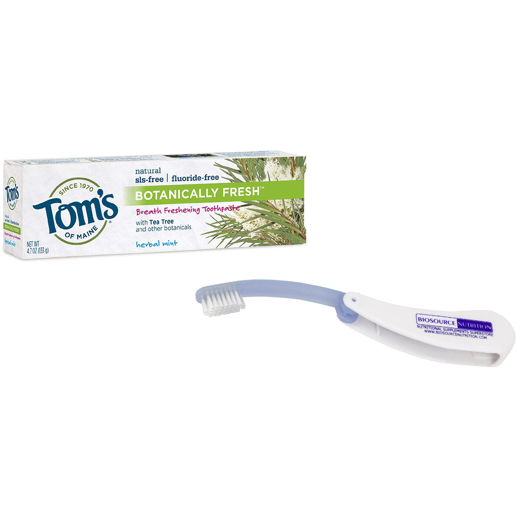 Tom's of Maine Botanically Fresh Herbal Mint Toothpaste 4.7 oz and Bio ...